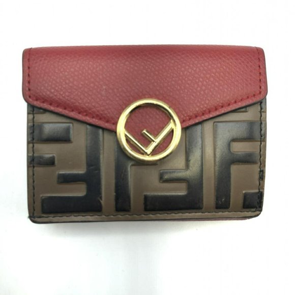 Fendi | Bags | Fendi Micro Trifold Wallet Trifold Wallet Red Brown | Poshmark